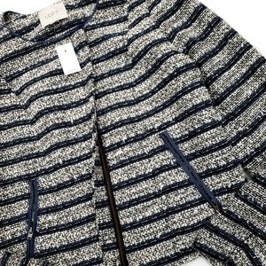 LOFT | Jackets & Coats | Nwt Loft Tweed Blue White Asymmetric Zip ...